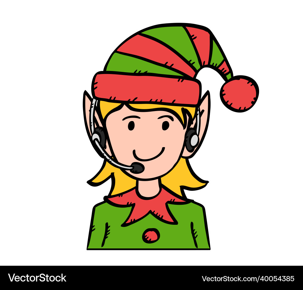 Elf girl customer service support avatar Vector Image