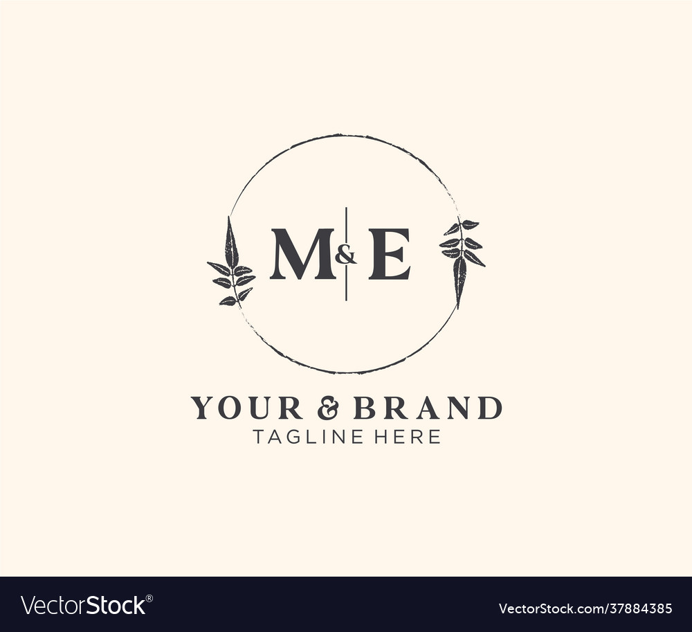 Initial me letters floral frames botanical Vector Image Initial me letters floral frames botanical Vector Image