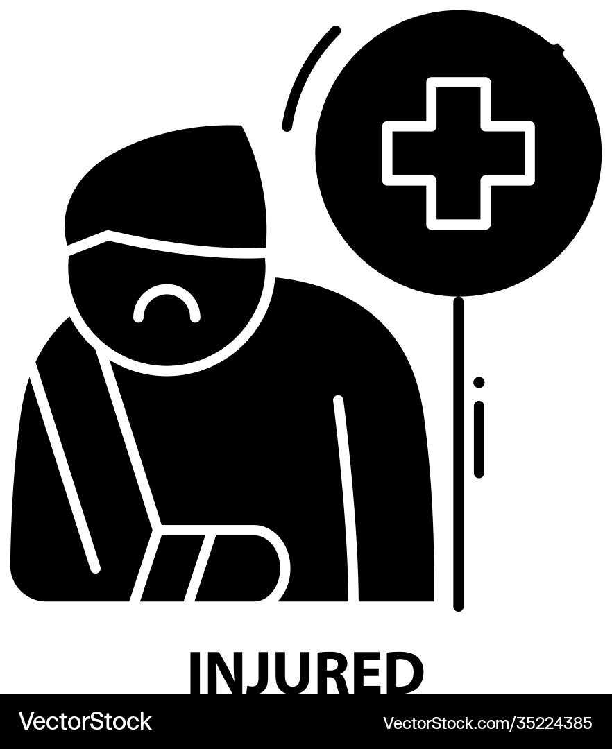 Injured icon black sign with editable Royalty Free Vector