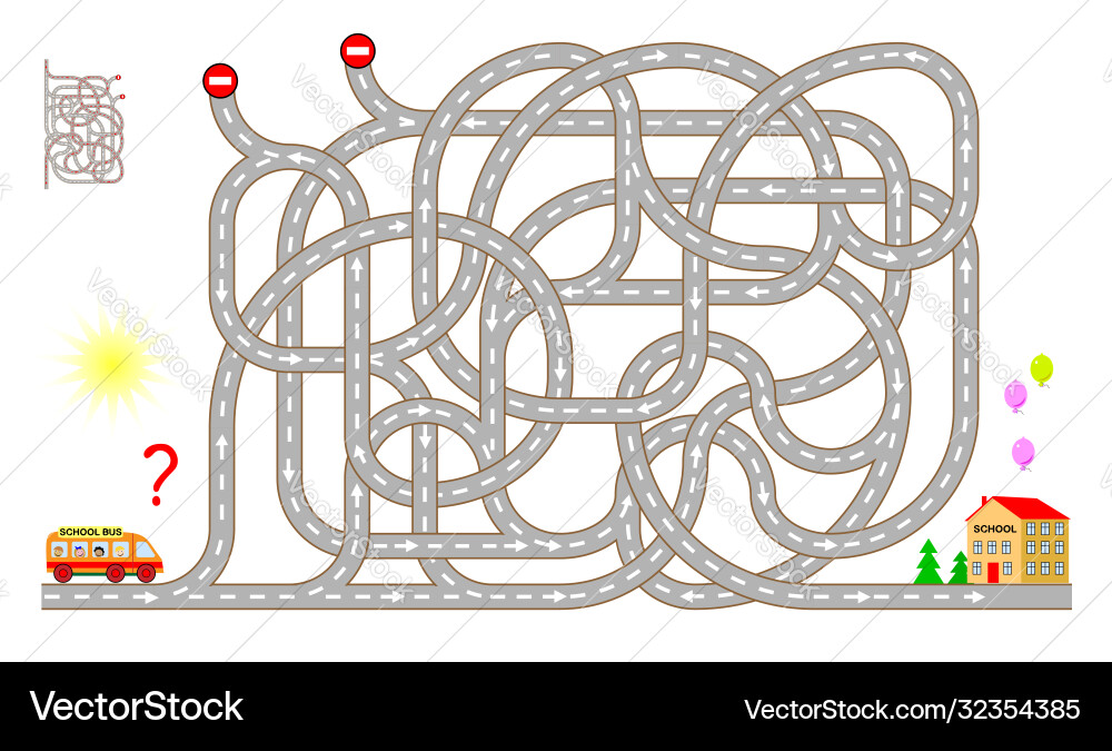 Logic puzzle game with labyrinth for children and Vector Image
