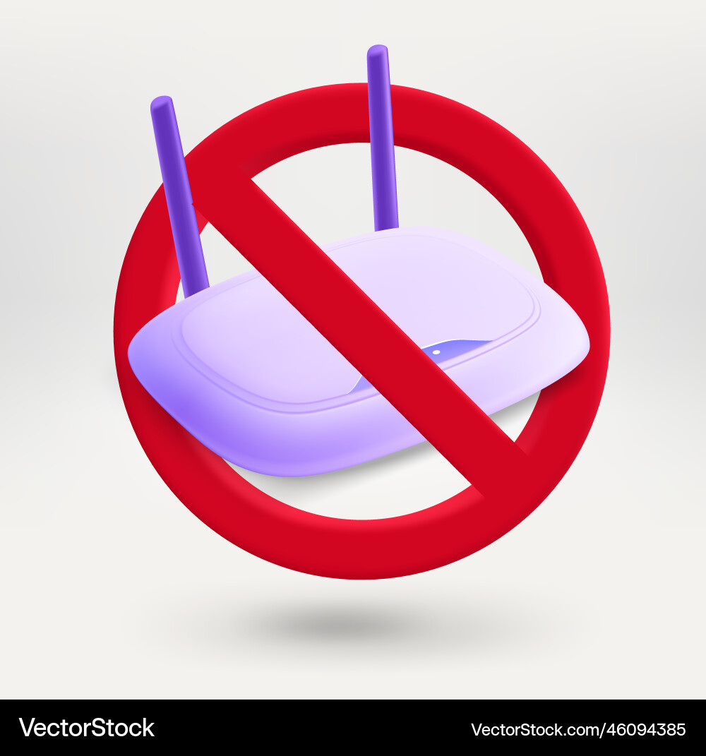 Modern router icon in red circle with crossed Vector Image