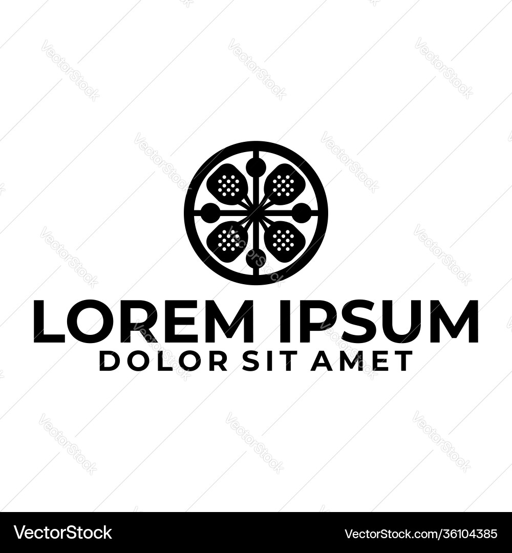Padel tennis racket logo template with geometric Vector Image