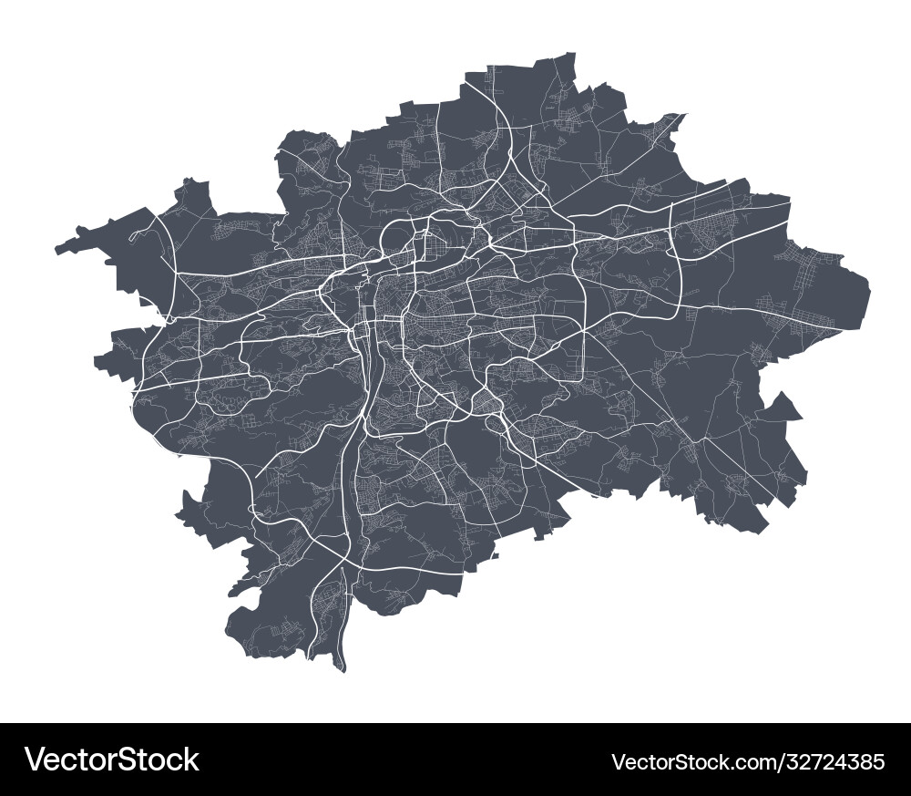Prague map detailed city poster Royalty Free Vector Image