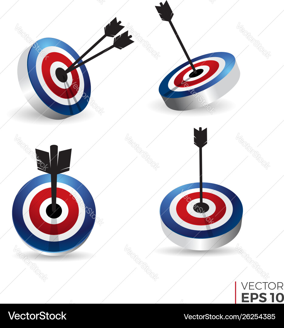 Set bulls eye icon isolated on white Royalty Free Vector