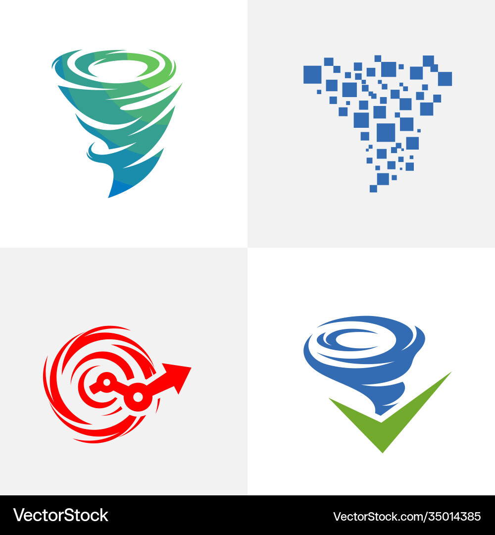 Set tornado logo template creative twister Vector Image