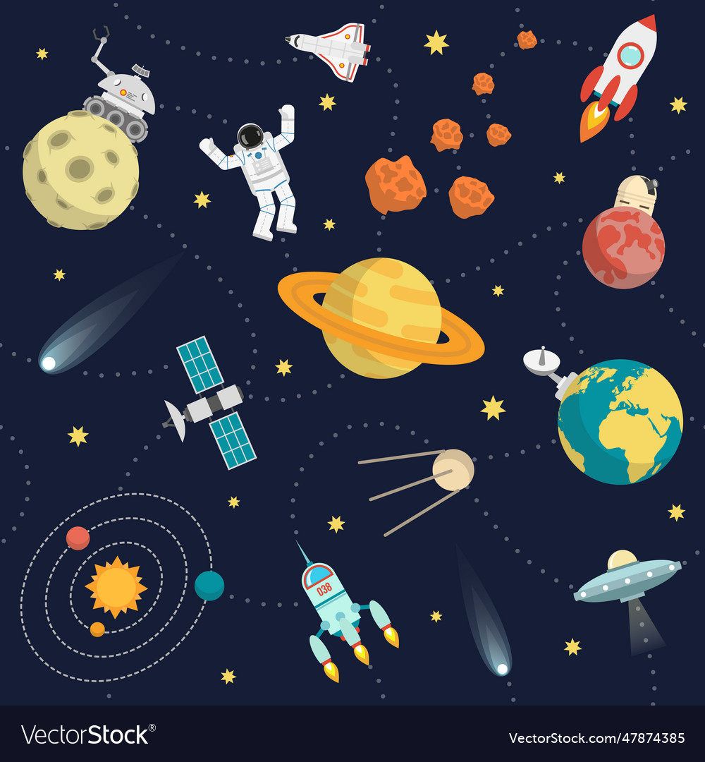 Space background flat background flat Royalty Free Vector