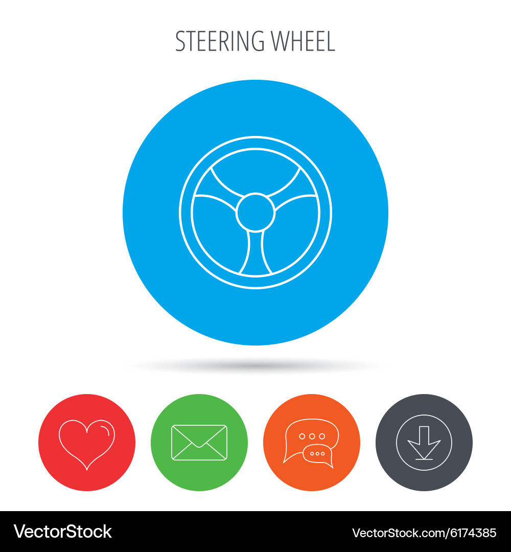 Steering wheel icon car drive control sign Vector Image