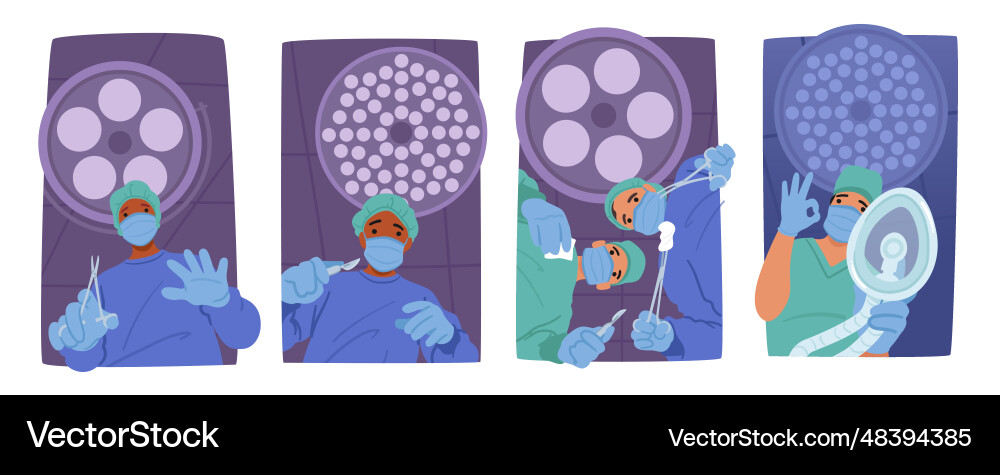 View of surgery from beneath the operating table Vector Image
