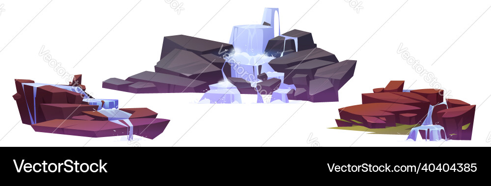 Waterfall cascades on rocks cartoon water fall Vector Image