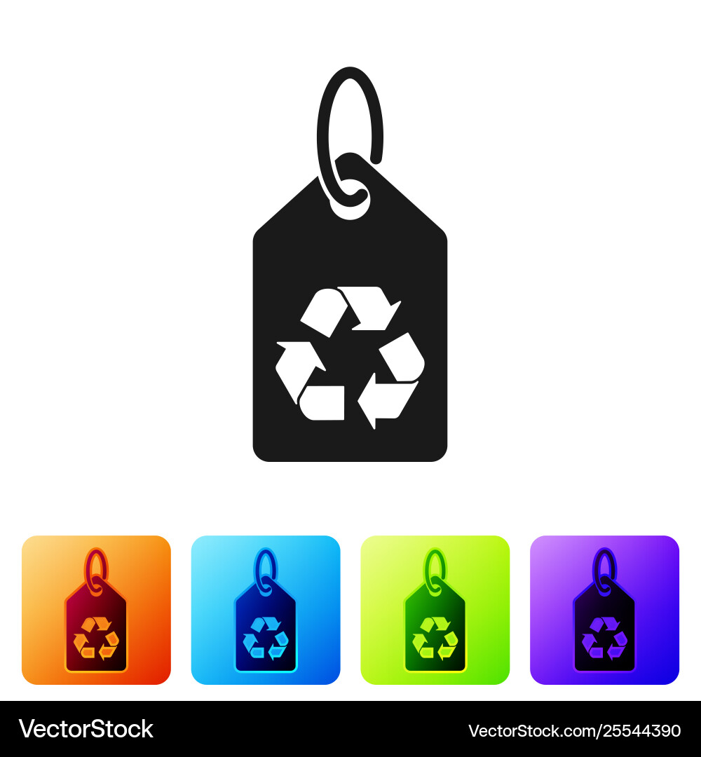 Black tag with recycle symbol icon isolated Vector Image