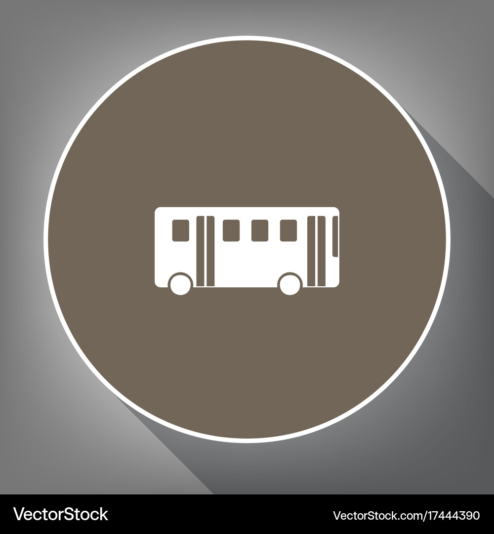 Bus simple sign white icon on brown Royalty Free Vector