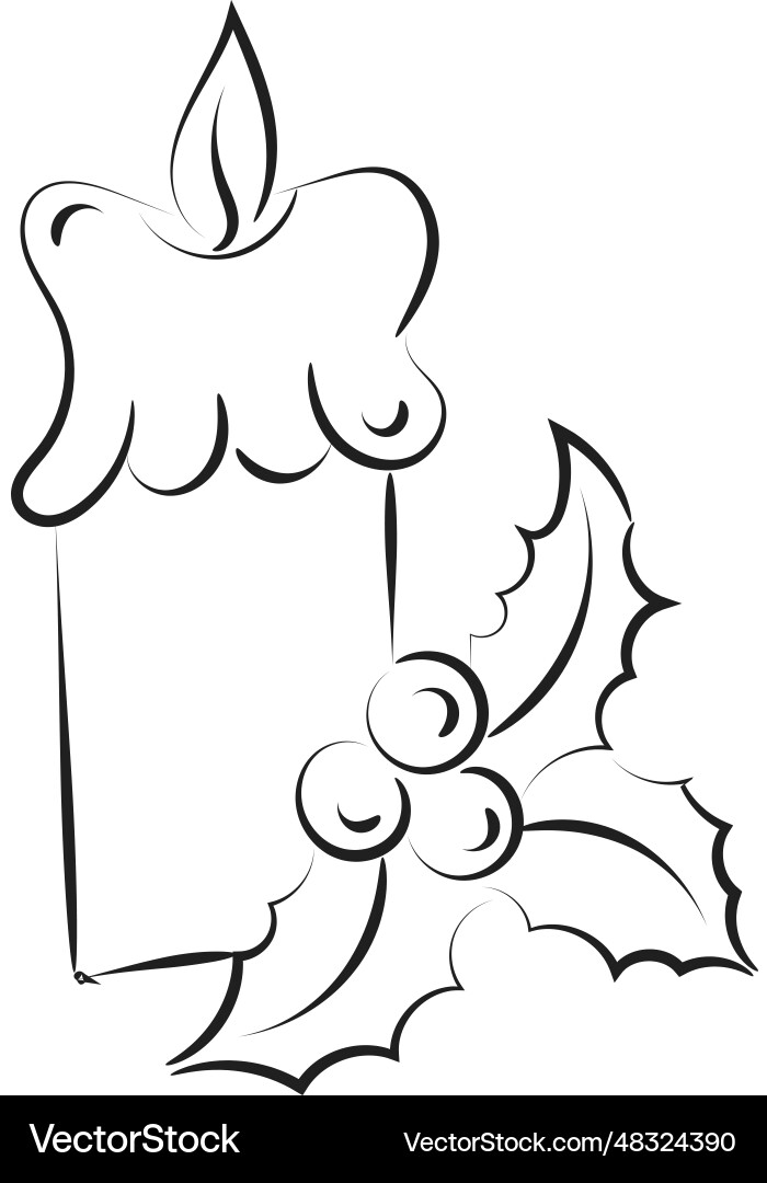 Christmas candle holy light line art Royalty Free Vector