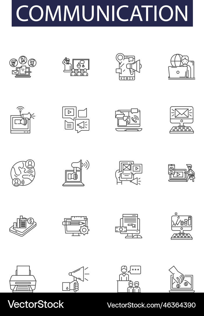 Communication line icons and signs Royalty Free Vector Image
