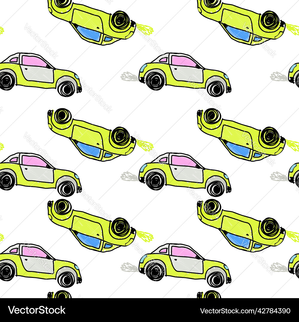 Cute sportcar seamless pattern transport Vector Image
