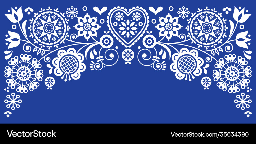 Folk art frame border retro greeting card Vector Image