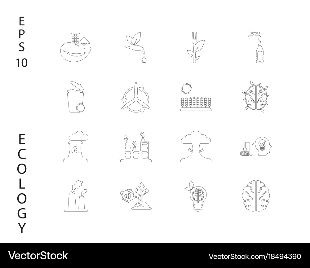 Green ecology and environment icon set in format Vector Image