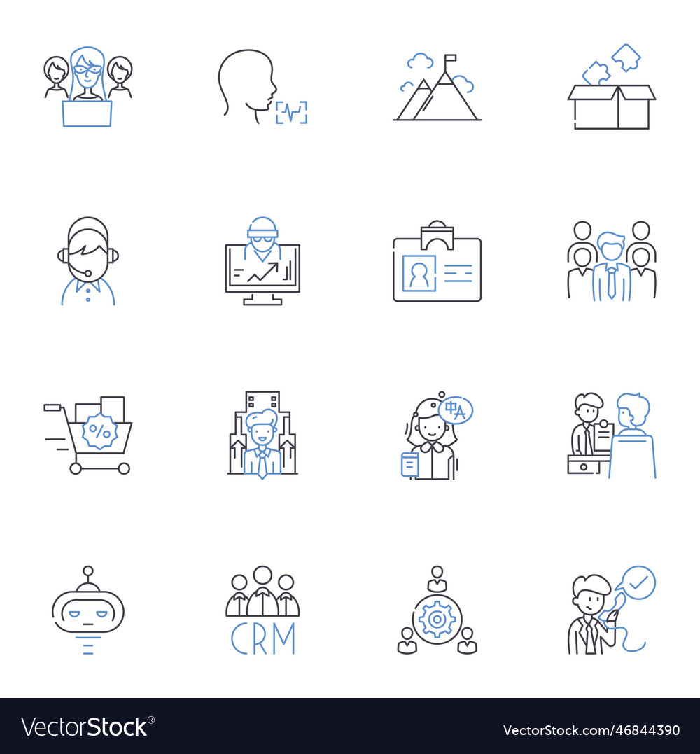 Job evolution line icons collection automation Vector Image