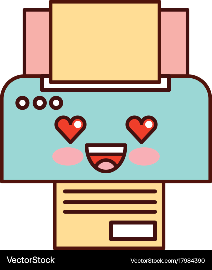 Kawaii printer device paper copy sheet cartoon Vector Image