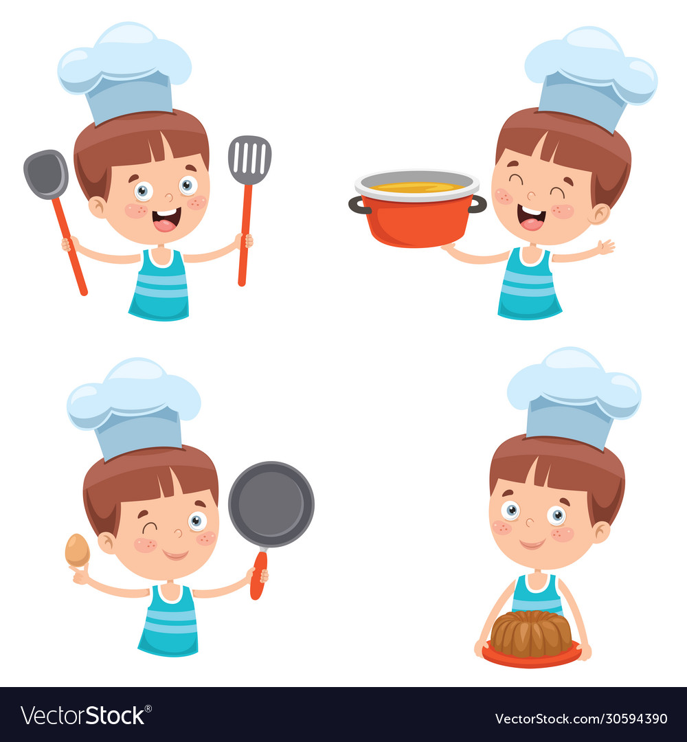 Little chef cooking Royalty Free Vector Image - VectorStock