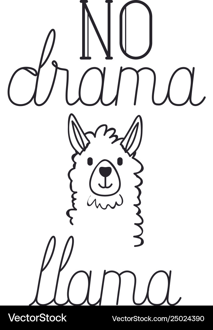 Llama animal with messsage hand made font Vector Image
