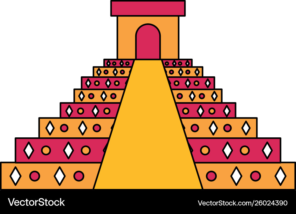 Mexican pyramid traditional emblem icon Royalty Free Vector