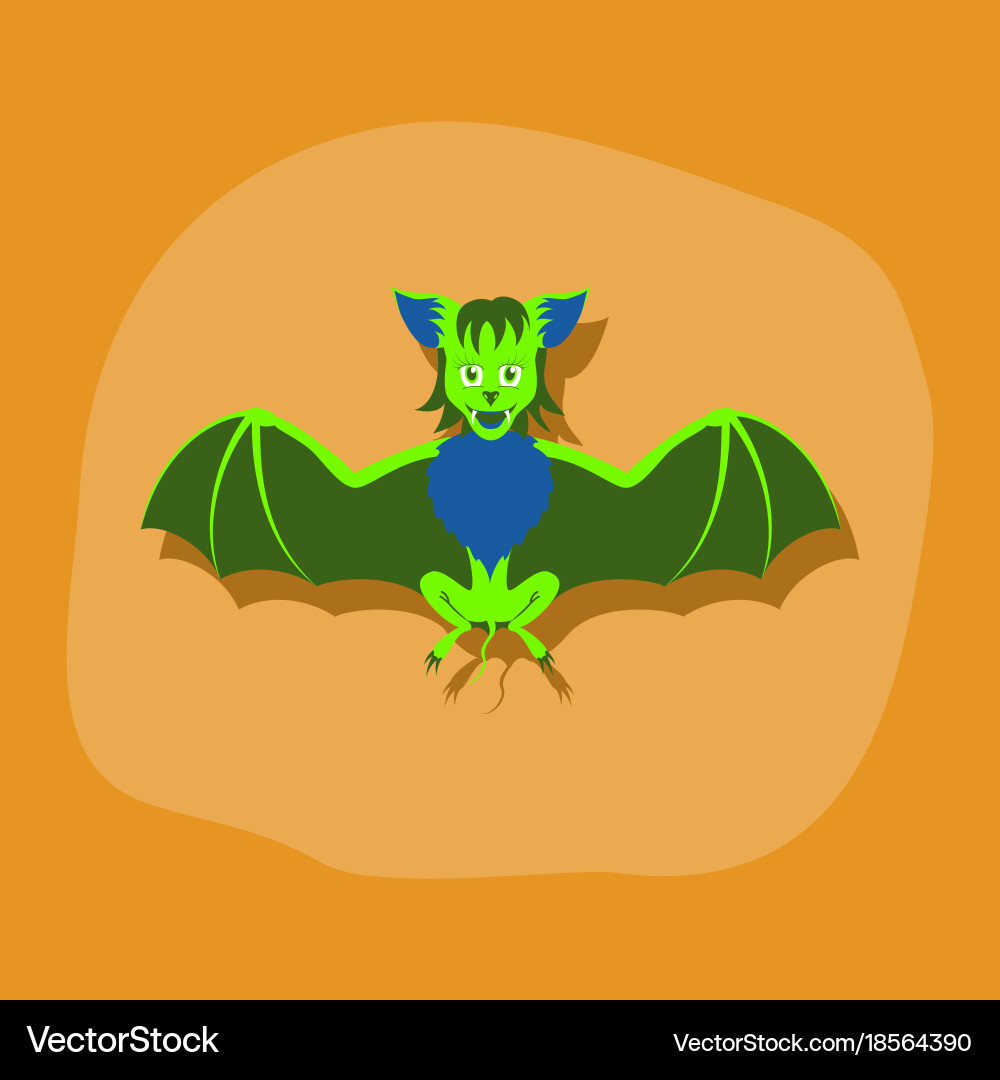 Paper sticker on stylish background cute bat Vector Image