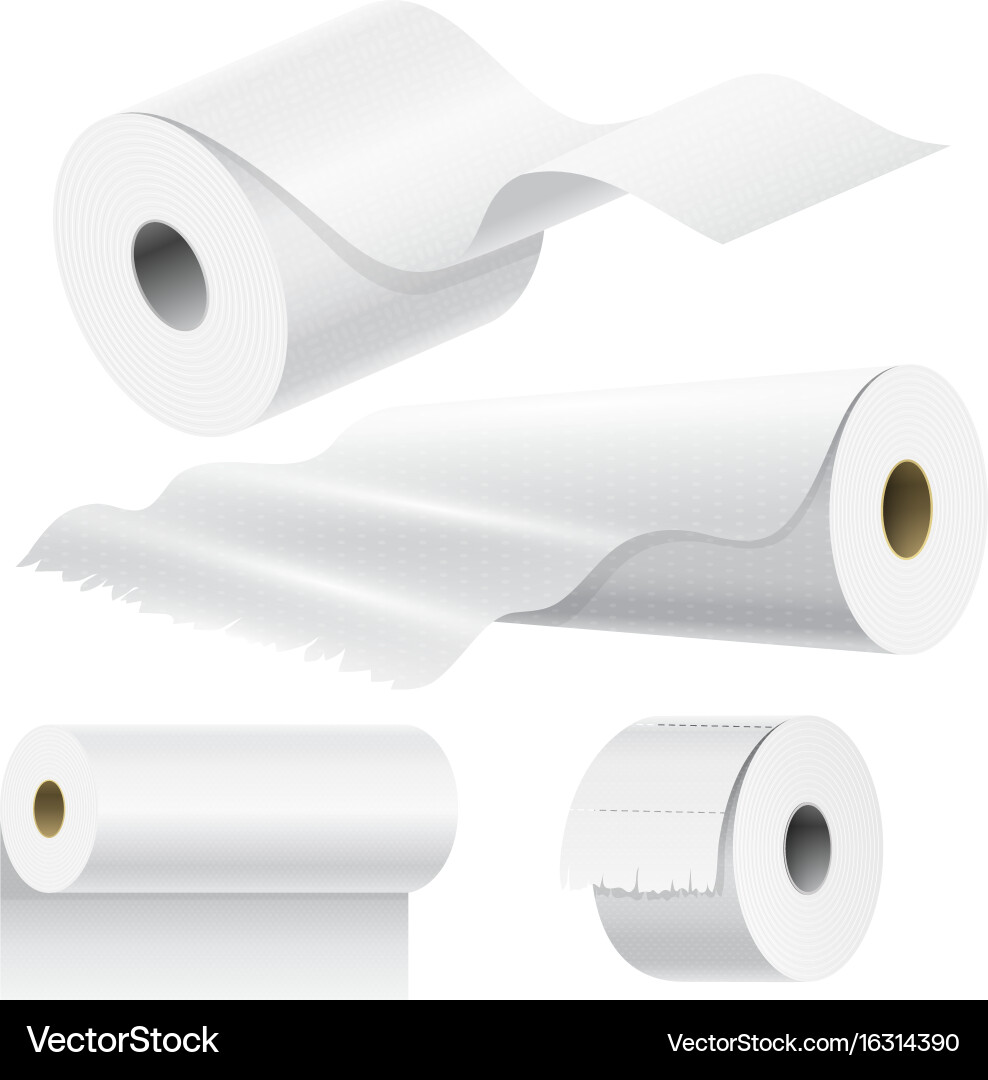Realistic paper roll mock up set isolated Vector Image