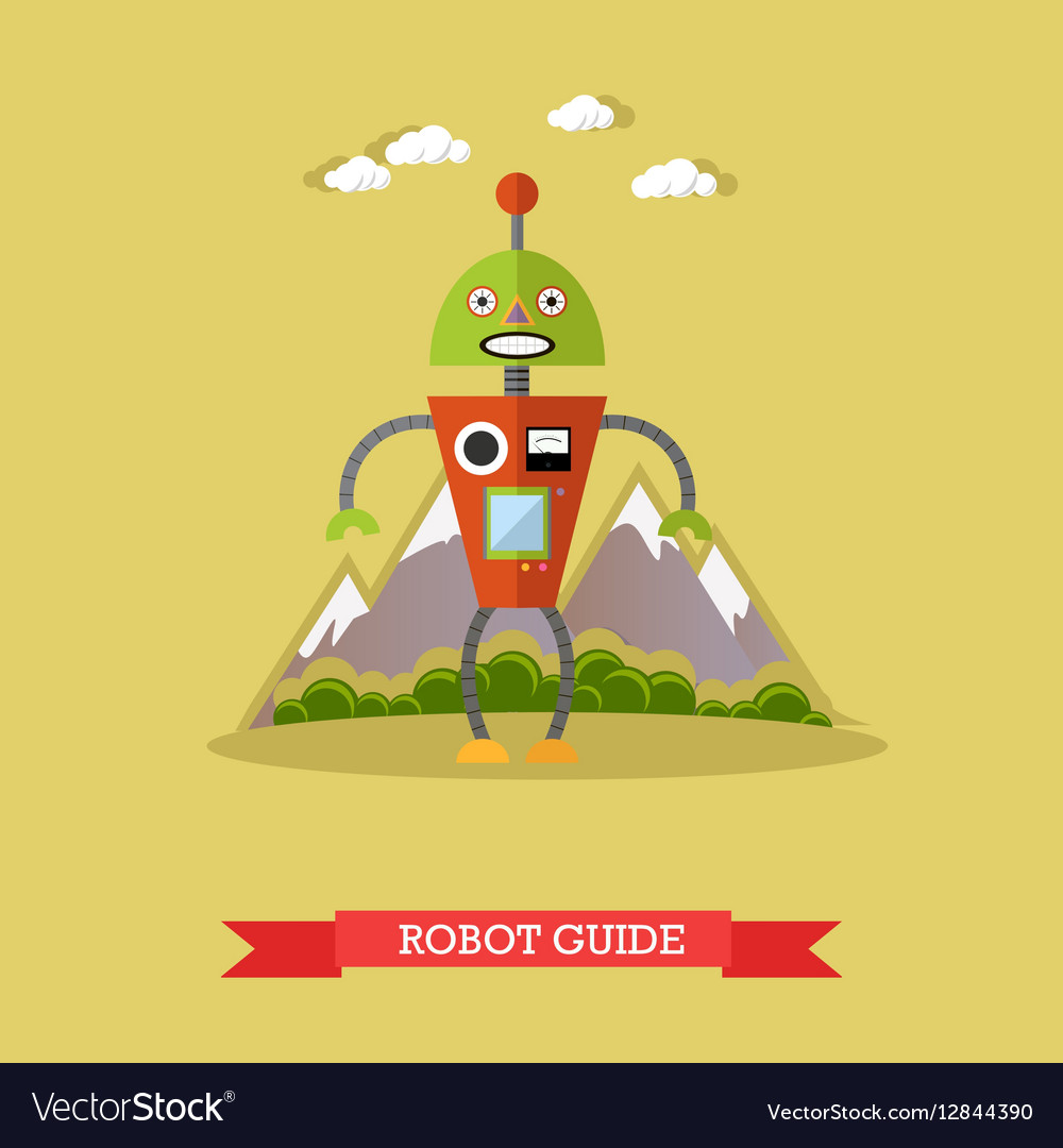 Robot guide flat design Royalty Free Vector Image