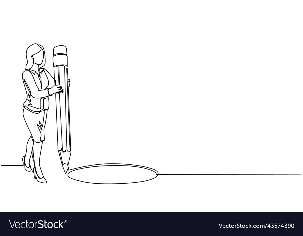 Single one line drawing businesswoman making Vector Image