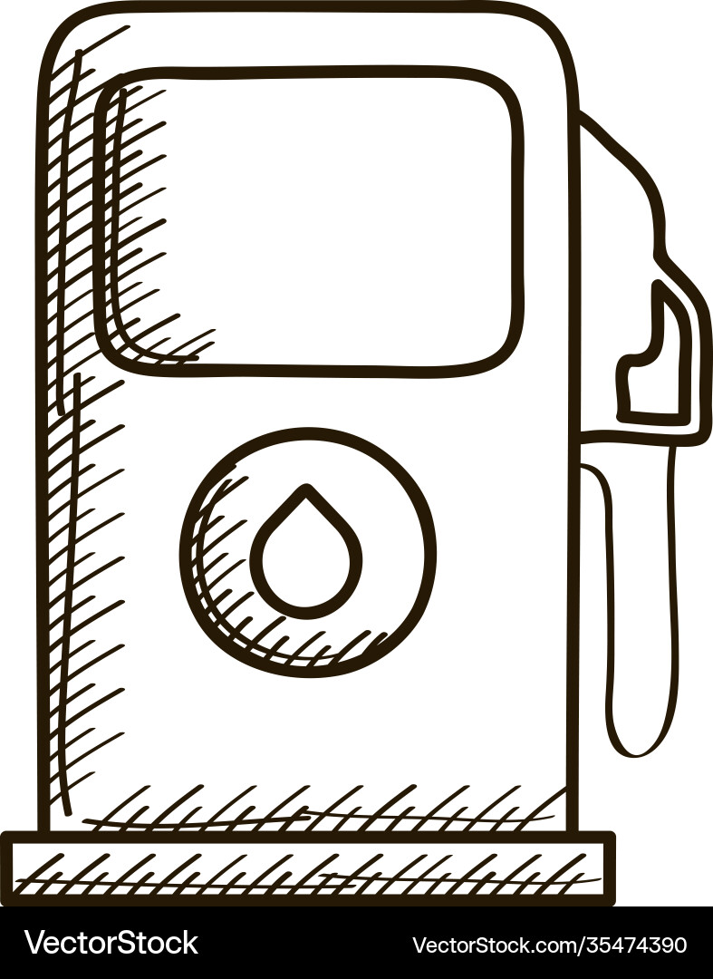 Station service pump with drop drawn style icon Vector Image