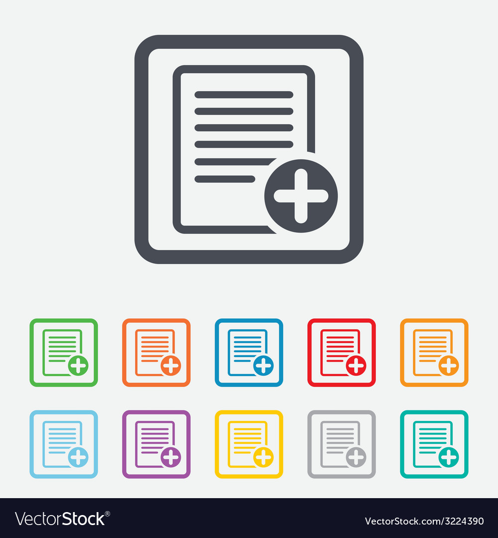 Text file sign icon add document symbol Royalty Free Vector