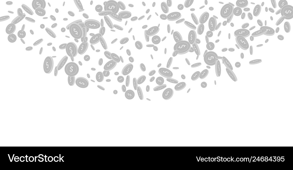 American dollar coins falling scattered black Vector Image