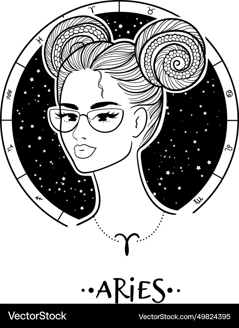 Aries zodiac sign line art Royalty Free Vector Image