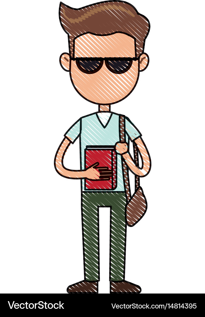 Cartoon young boy student avatar Royalty Free Vector Image