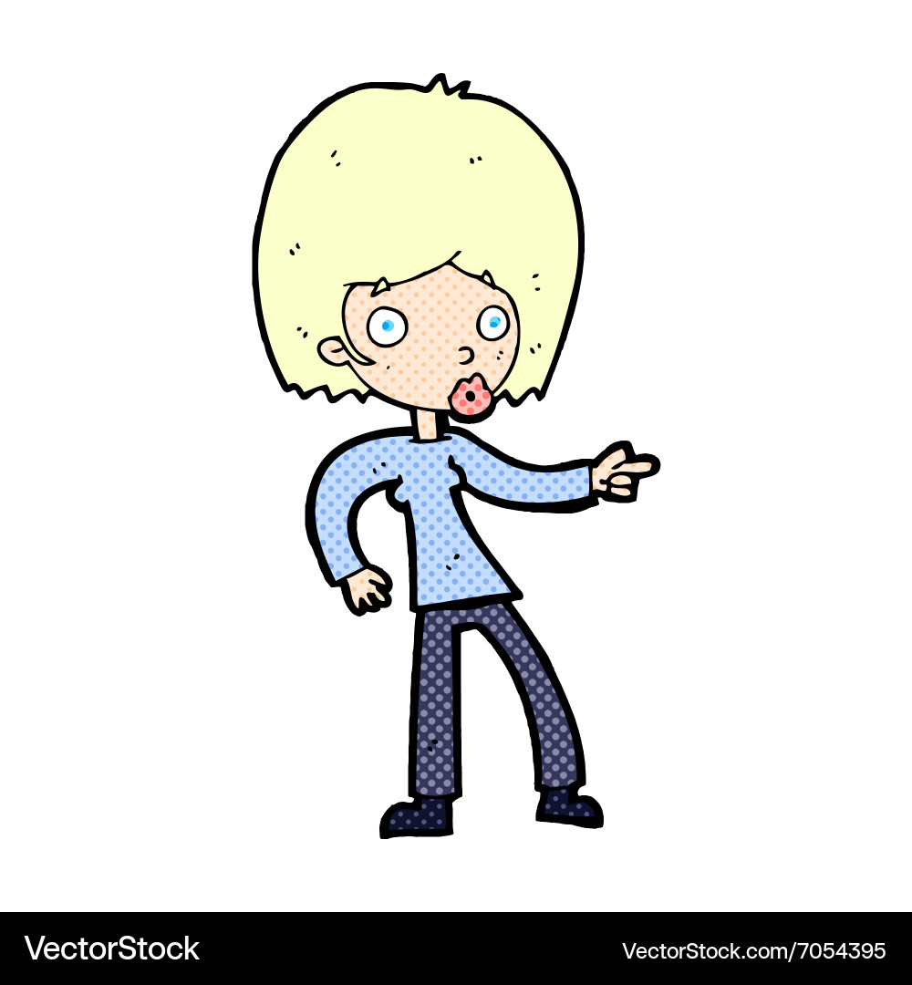 Comic cartoon woman pointing Royalty Free Vector Image