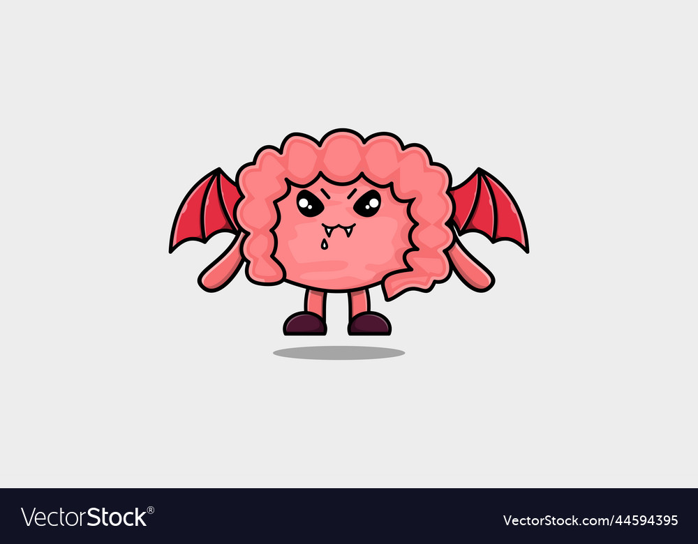 Cute mascot cartoon intestine dracula with wings Vector Image Cute mascot cartoon intestine dracula with wings Vector Image