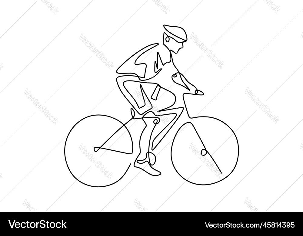Cycling line drawing continuous one line drawings Vector Image