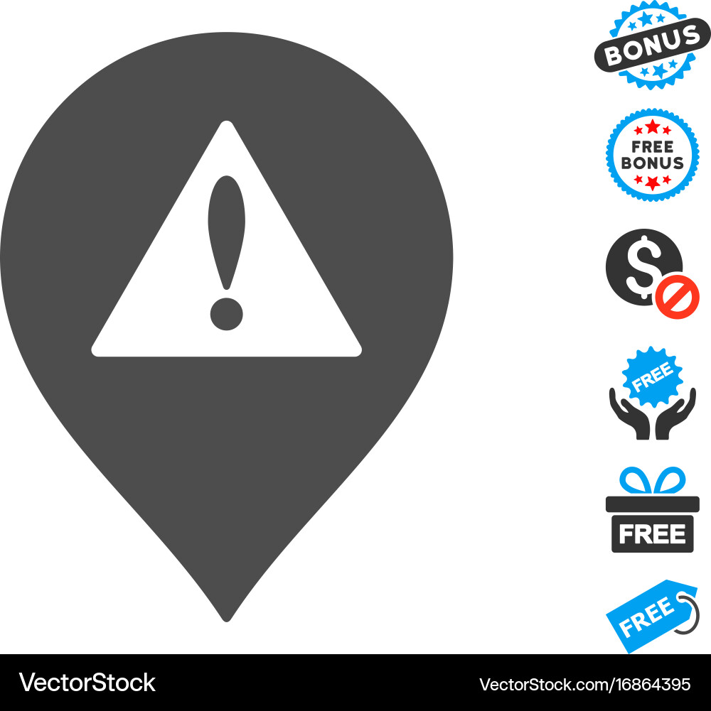 Danger map marker icon with free bonus Royalty Free Vector