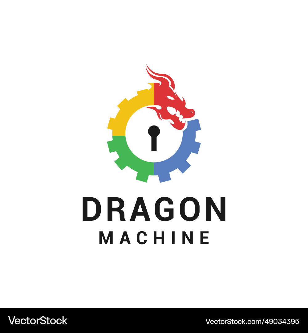 Dragon colorful machine design emblem graphic Vector Image