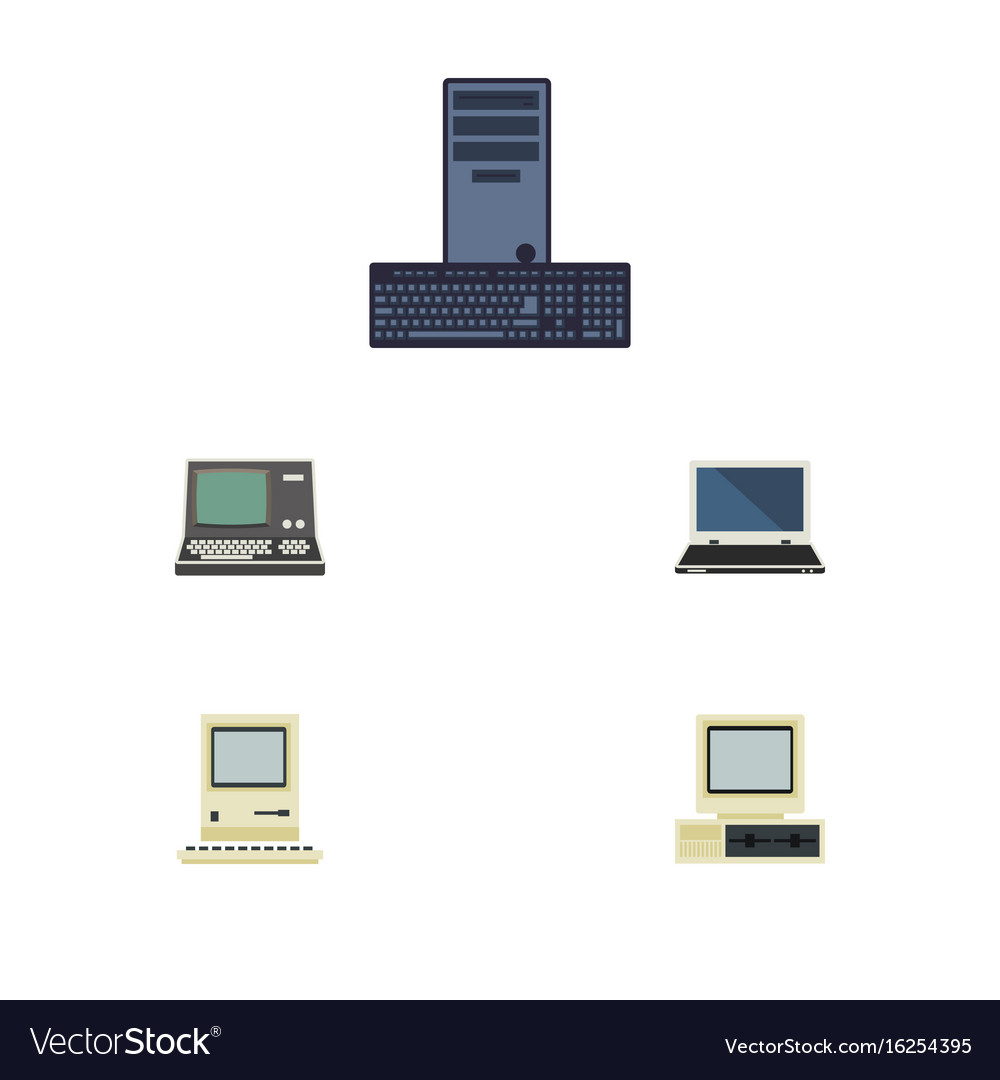 Flat icon computer set of technology processor Vector Image