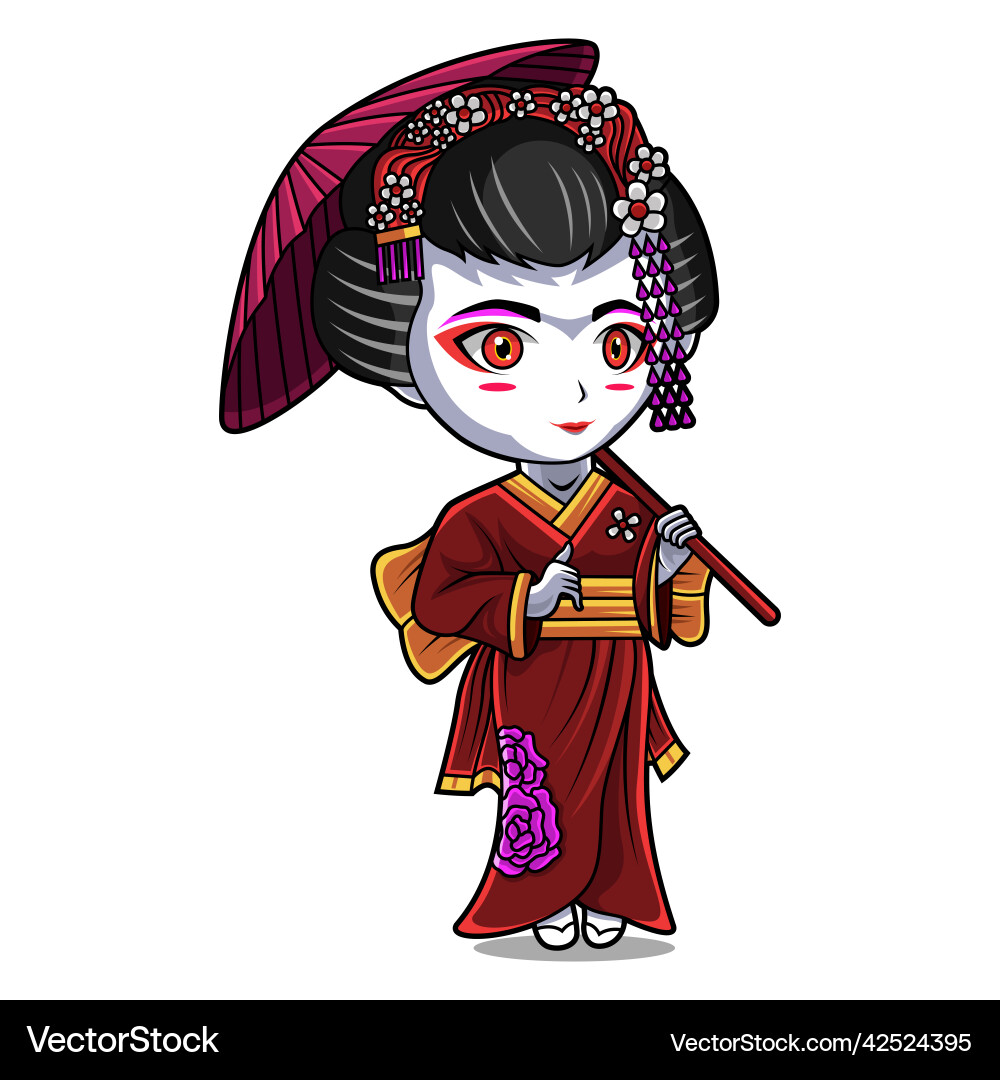 Geisha chibi mascot logo design Royalty Free Vector Image