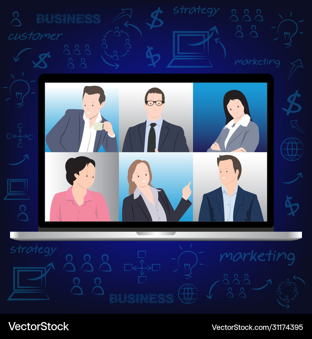 Group people in online meeting image Royalty Free Vector