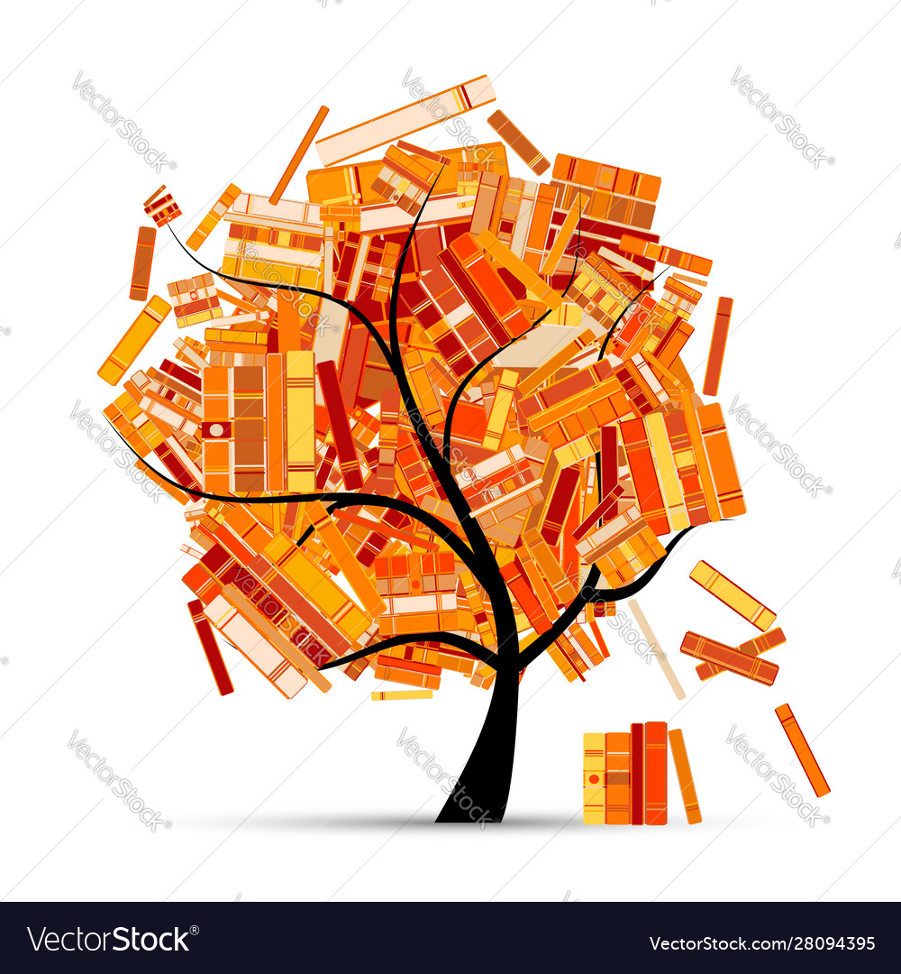Library tree with books for your design autumn Vector Image