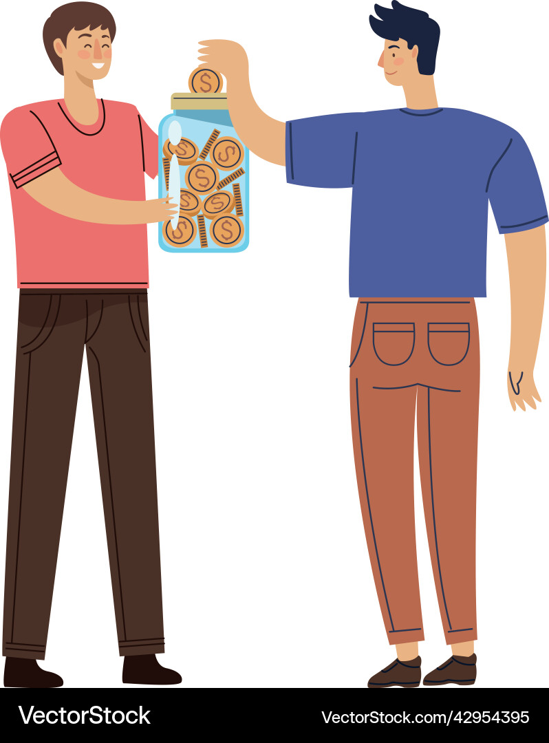 Men with money donation Royalty Free Vector Image