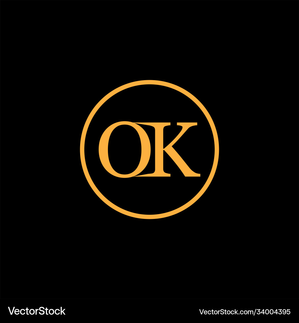 O k letter logo vintage design Royalty Free Vector Image