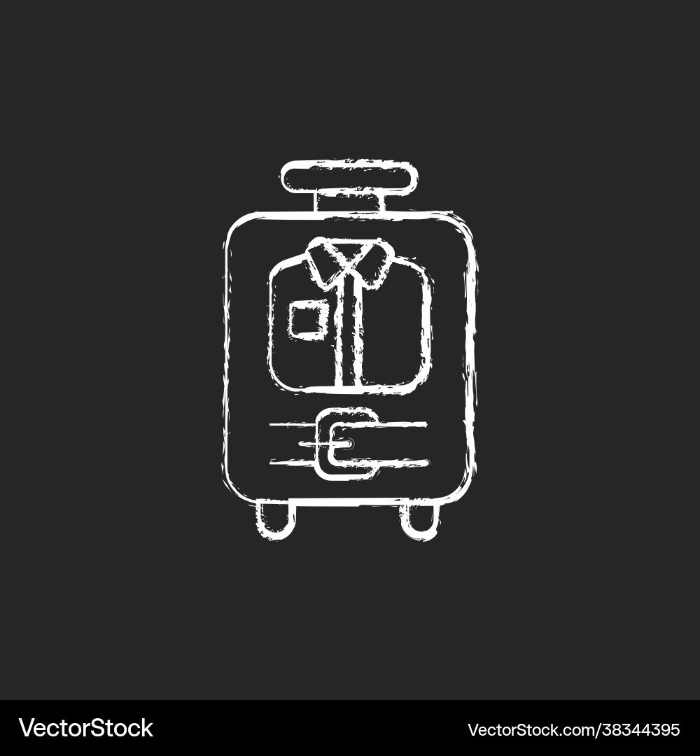 Open suitcase with clothing chalk white icon Vector Image