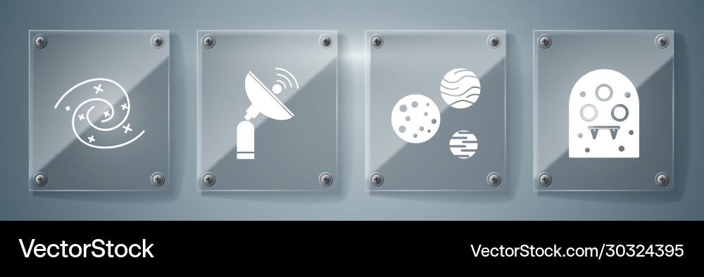 Set alien planet radar and black hole square Vector Image