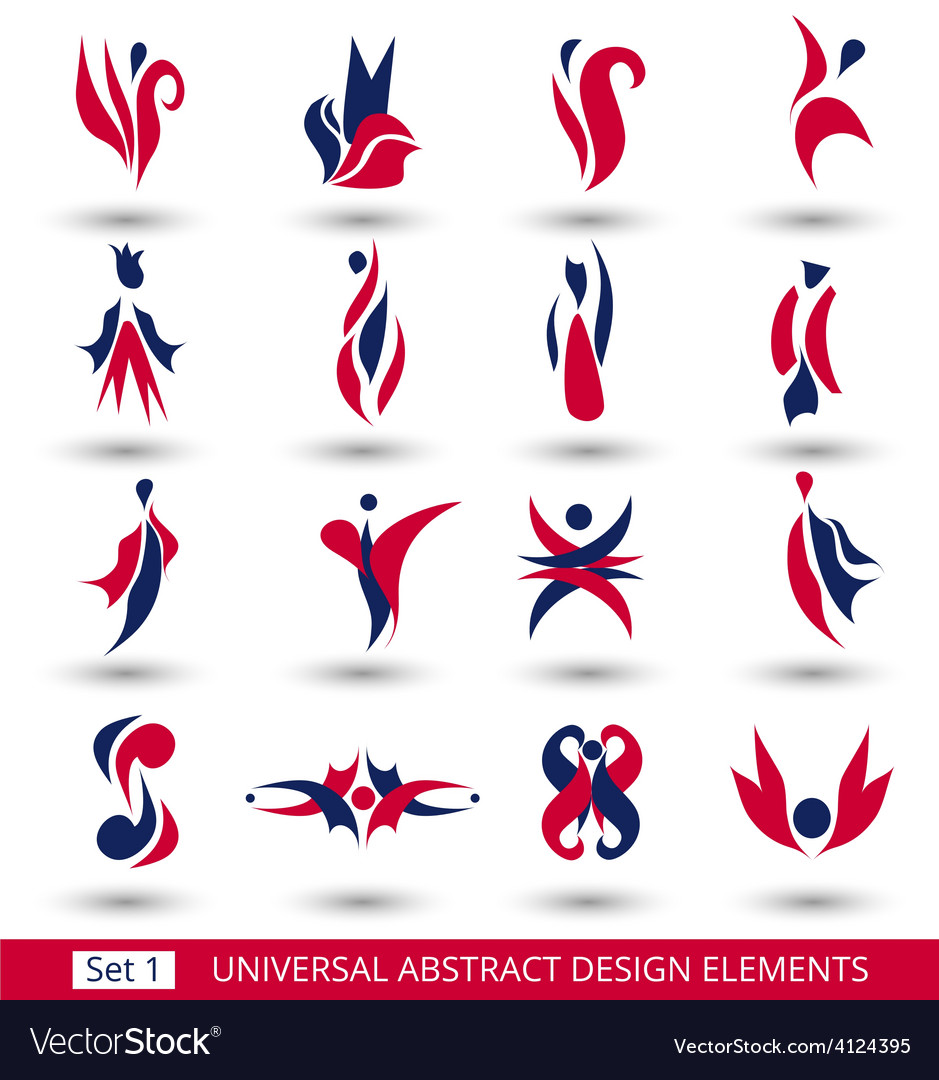 Set different abstract flat red elements Vector Image