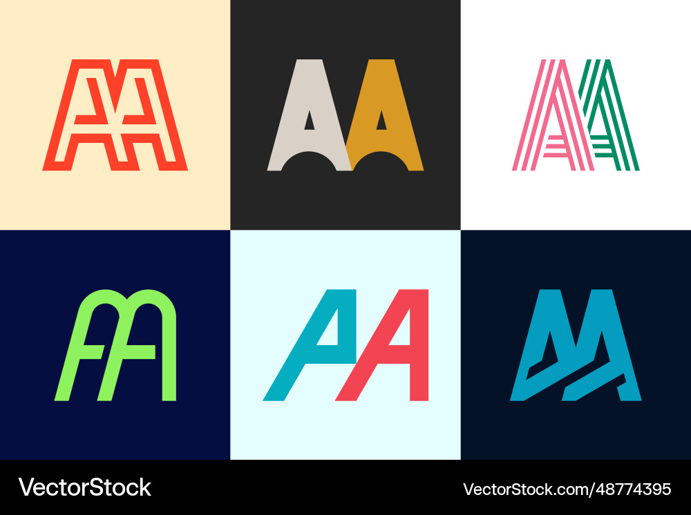 Set of letter aa logos Royalty Free Vector Image