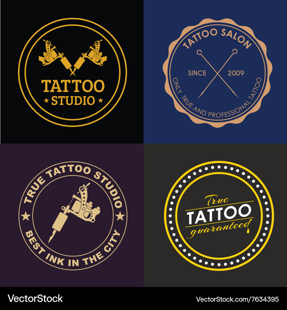 Set tattoo logos of different styles Royalty Free Vector